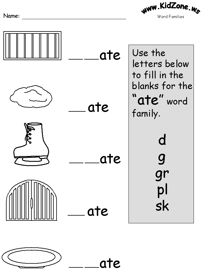 Free Printable Word Family Worksheets Free Printable Word Family Worksheets